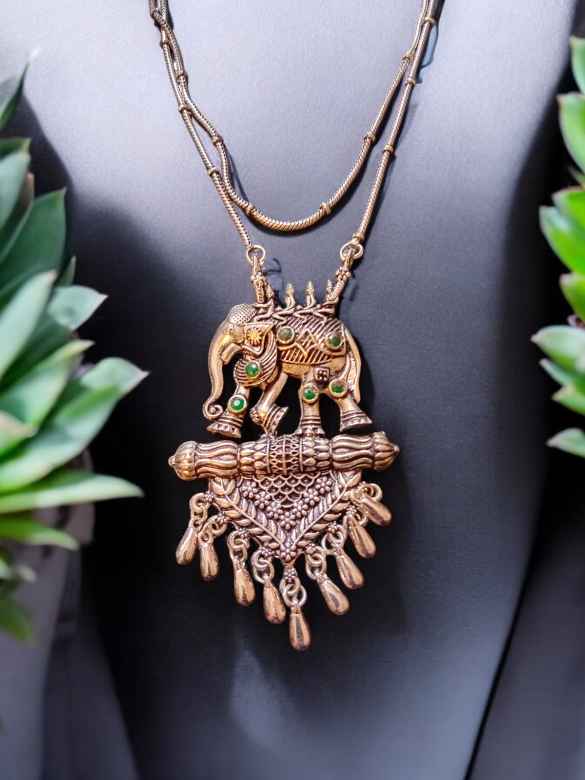 Bohotusk Elephant Tusker Pendant Necklace Extra Long Chain